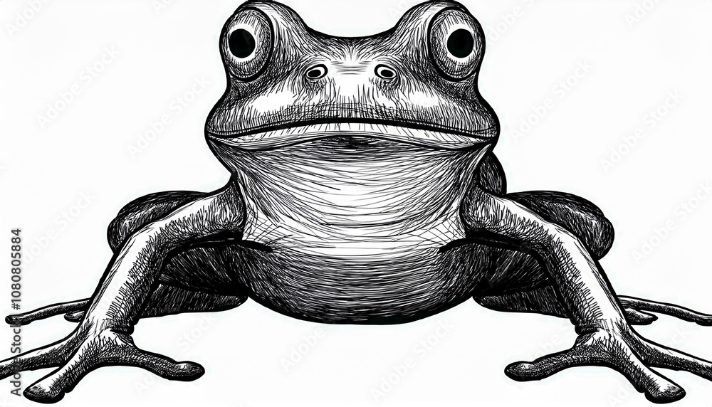 Frog hand drawing, black sketch animal on a transparent background ...