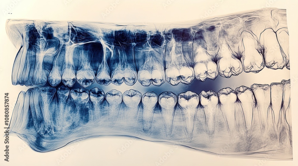 X-ray image of human teeth and jaw structure for dental assessment ...