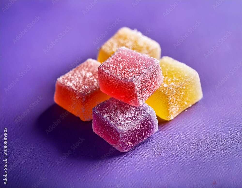 slab jelly gummy square candy colorful desserts with crystallized sugar ...