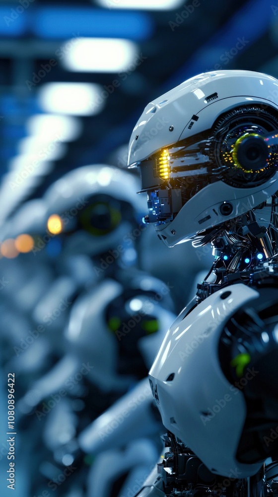 Cybersecurity Breach Monitoring Concept Security Robots Patrolling Data Center Automated Breach