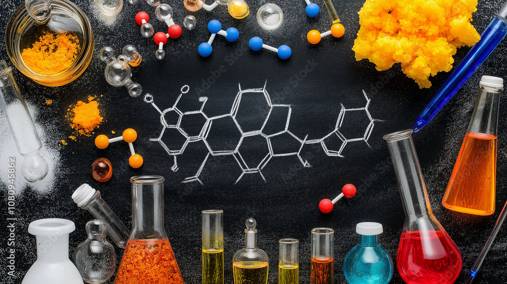Chemistry Lab Essentials: A flat lay showcasing essential chemistry lab ...