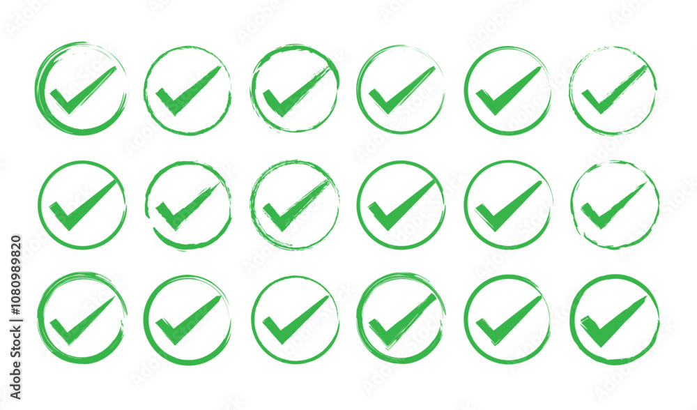 Check mark vector icon set. correct or right tick mark sign. green ...