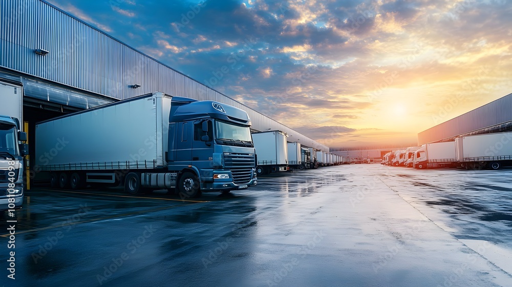 Logistics and Cold Storage Facility with Truck Loading Docks Stock ...