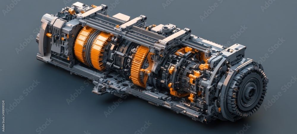 Ingenious Automotive Gearbox: A Detailed 3D Render of a Complex ...