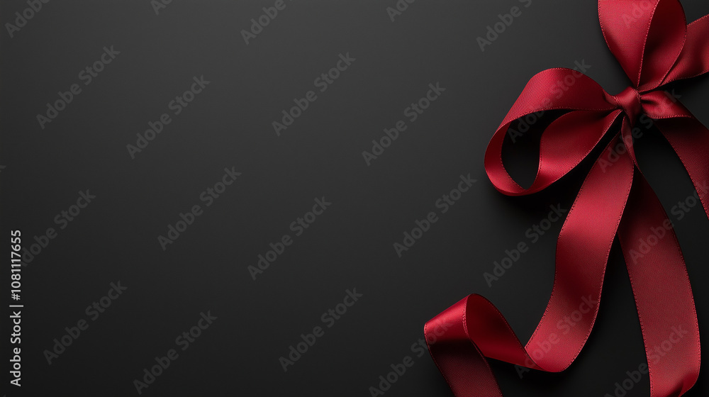 Matte black background with a glossy red ribbon effect for a luxury ...