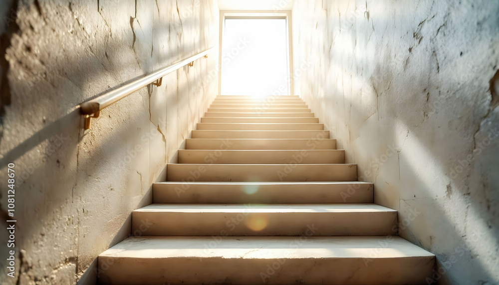 Visualization of stairs leading to a bright light, symbolizing the path ...