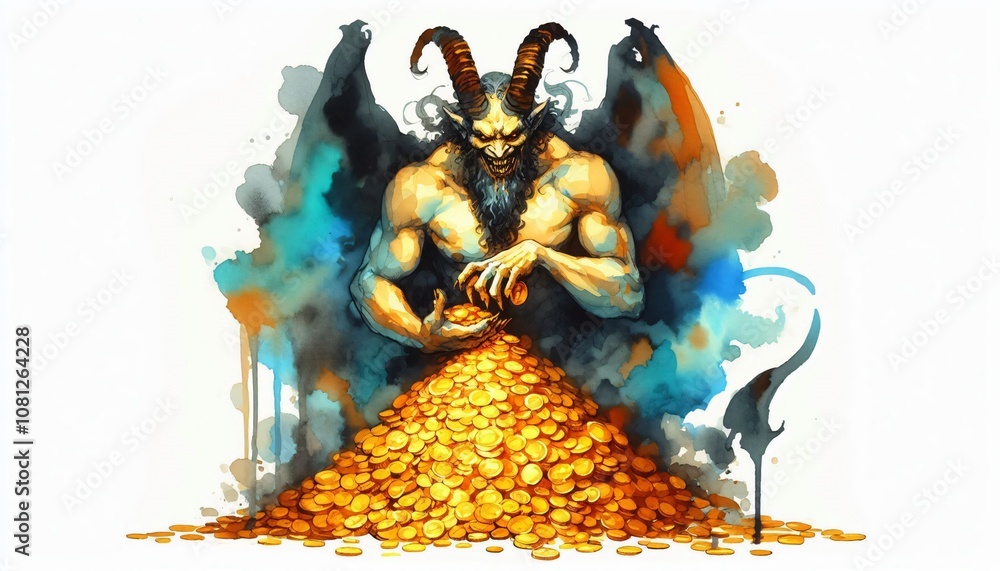 Mammon Depicted as a greedy often with gold, a demon colourful ...