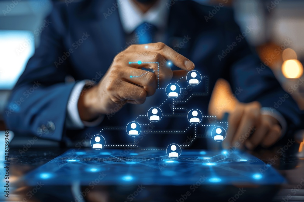 Businessman Managing Organizational Chart for Human Development and ...