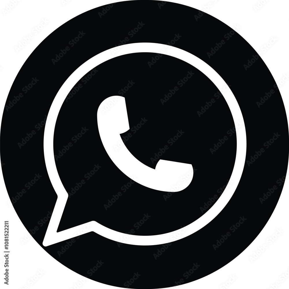 WhatsApp logo messenger icon. Realistic social media logotype. whats ...