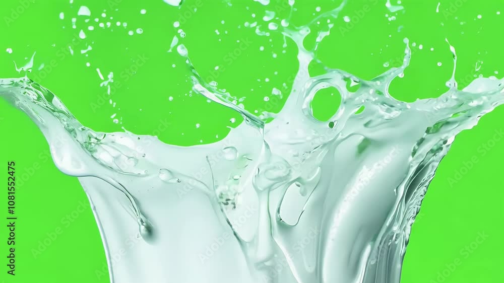 splash green screen white liquid flying air ready compositing video ...