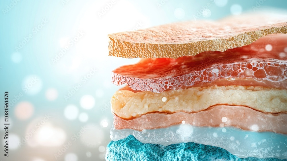 Layers of human skin tissue under microscope Stock Illustration | Adobe ...