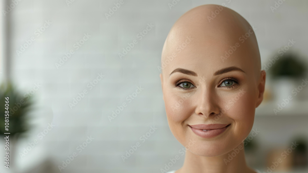Stunning portrait of a strong bald woman, radiating confidence and ...
