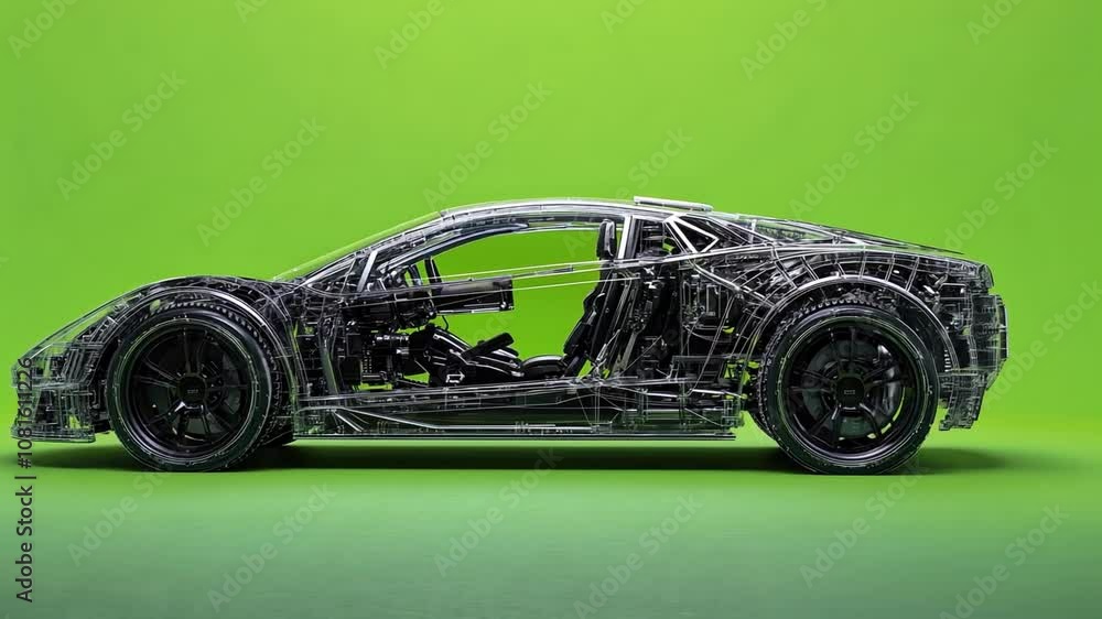 Transparent Sports Car Design: A sleek, transparent model of a sports ...