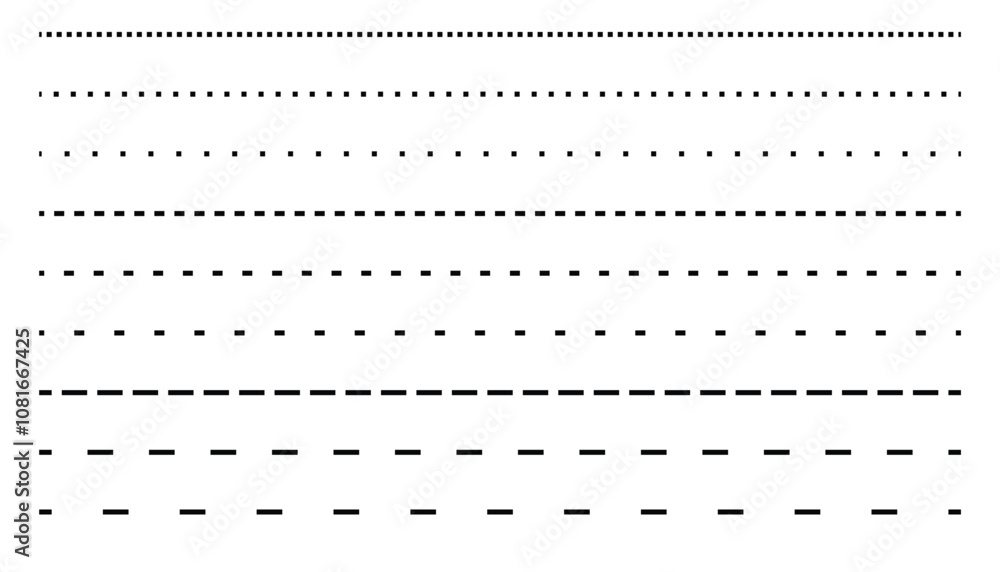 Set of dashed lines collection. different types of dashed lines. black ...