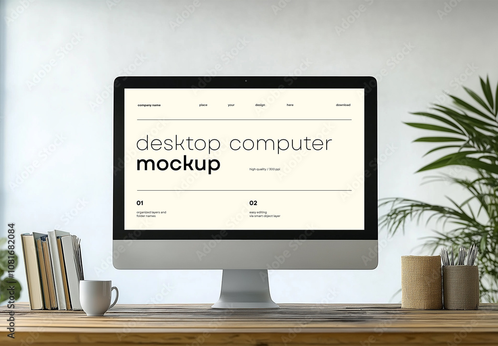 Realistic Desktop Computer Mockup – AI-Generated Design for Website ...