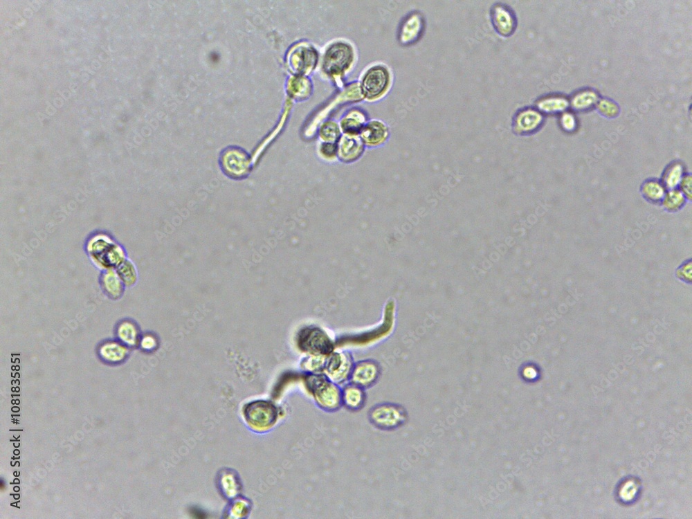 Microscopic view of budding yeast cells. Stock Photo | Adobe Stock