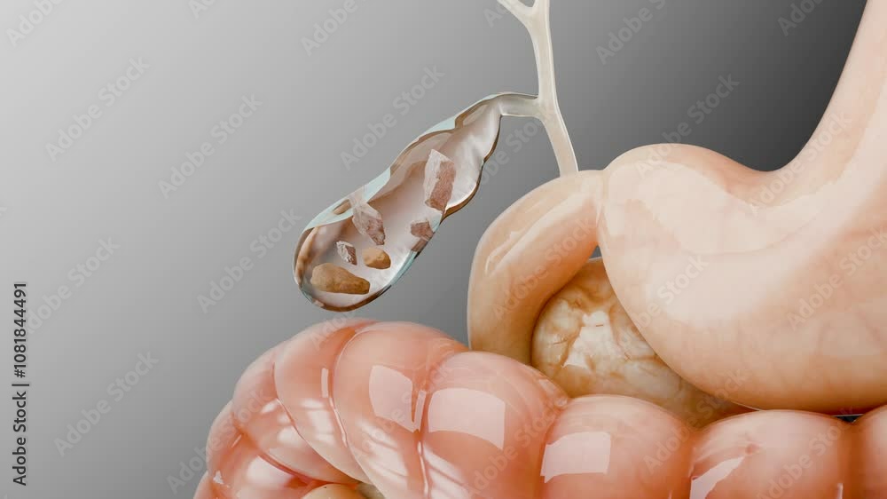 Gallstones in the gallbladderand bile duct, human silhouette and ...