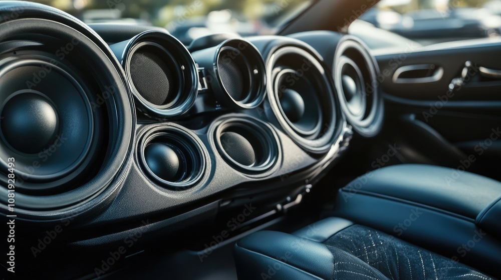 Stylish Interior of Luxury Car Featuring High-Quality Sound System ...