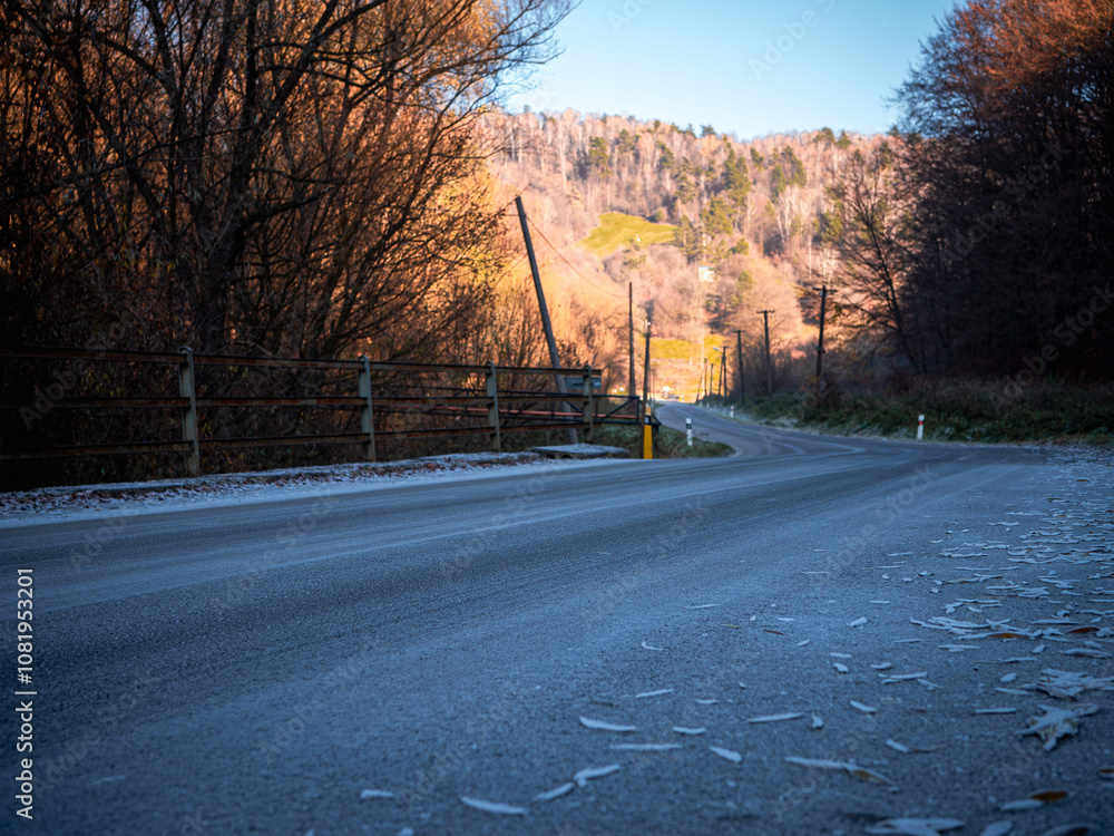 Ice on bridges is very dangerous for car traffic. In the morning in ...