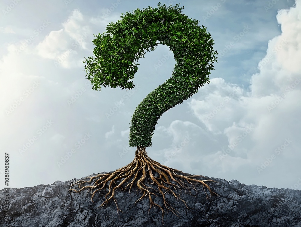 Intertwining Tree Roots Forming a Questioning Symbol of Life and Growth ...