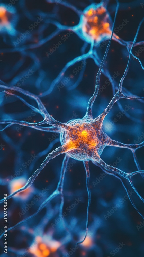 Central nervous system neurons, highlighting their role in brain and ...