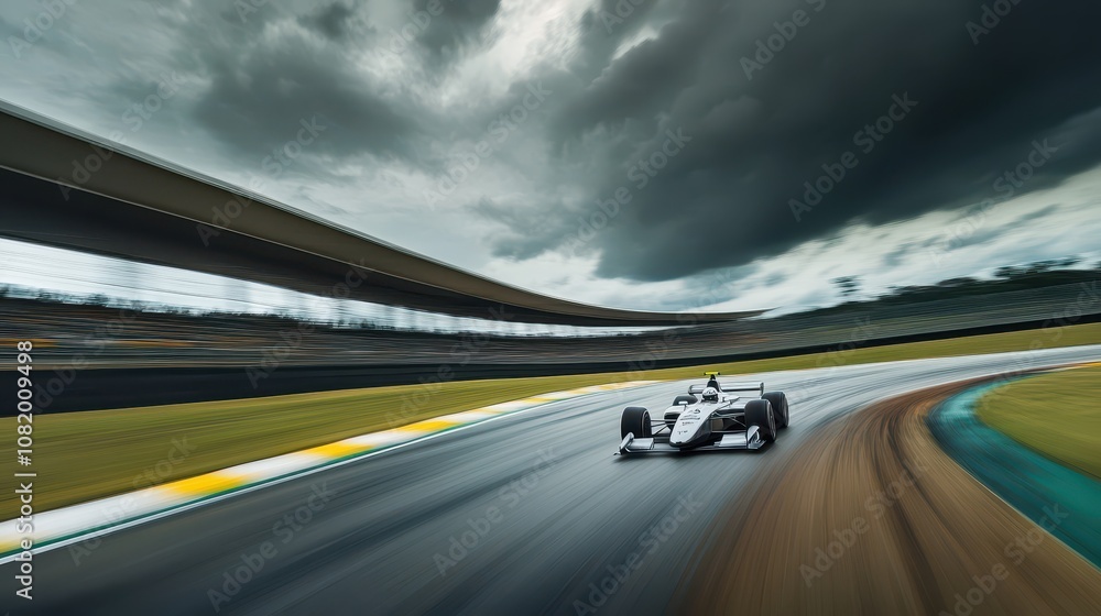 Dynamic Silver Open-Wheel Racer Navigating Interlagos S-Curves ...