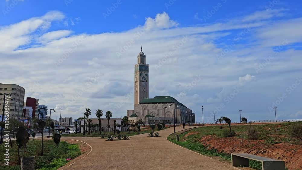 the famous Hassan II Mosque, a stately mosque, a fine example of pure ...
