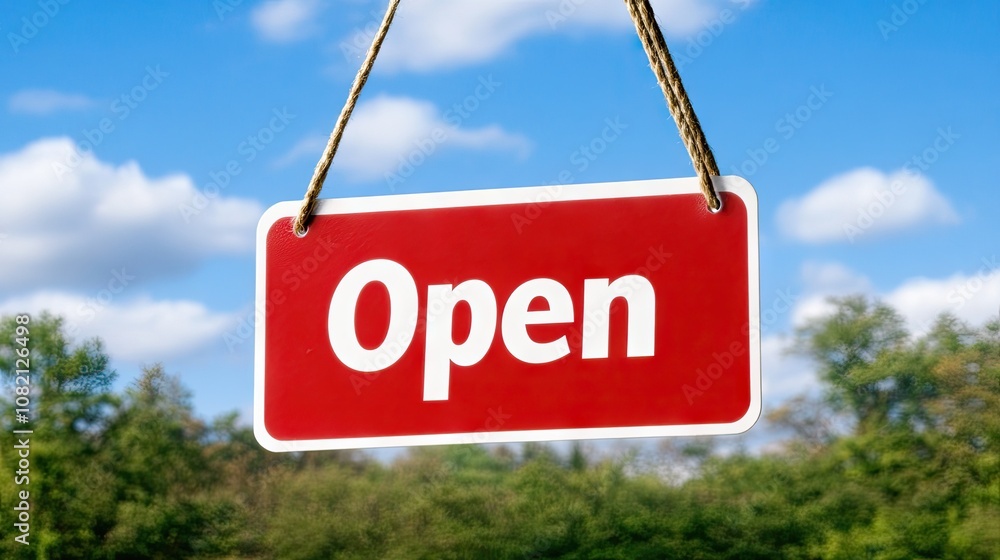 Inviting open sign dangling from a glass door in front of a store ...