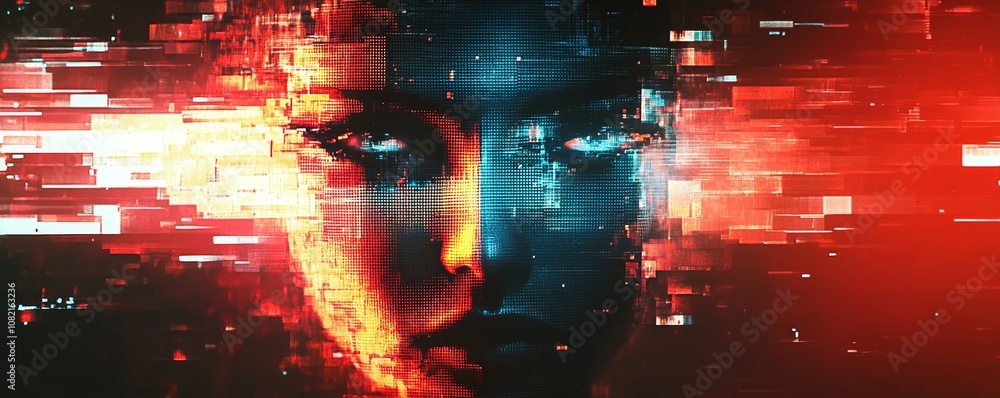 effect with pixelated distortion and glitchy artifacts, Generative AI ...