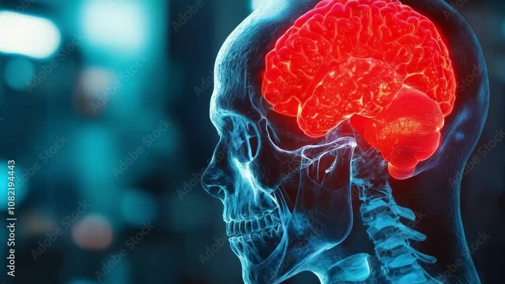 Detailed Medical Illustration of Human Skull and Brain Anatomy X Ray ...