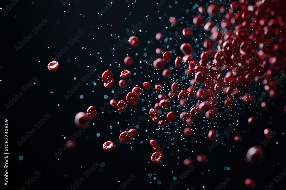 Dynamic blood cells flowing through a translucent vein biological ...
