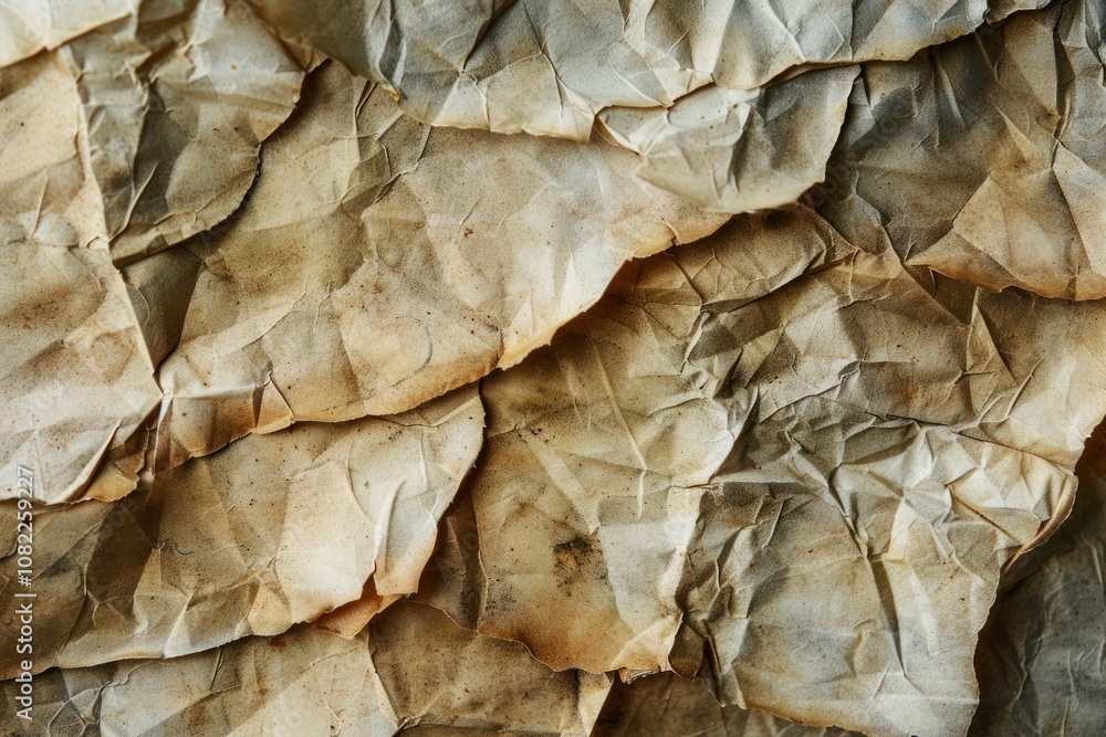 crumpled and aged paper, featuring various degrees of wear and tear ...