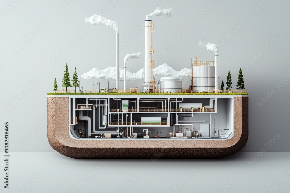Illustrating geothermal systems cross-section view of renewable energy ...