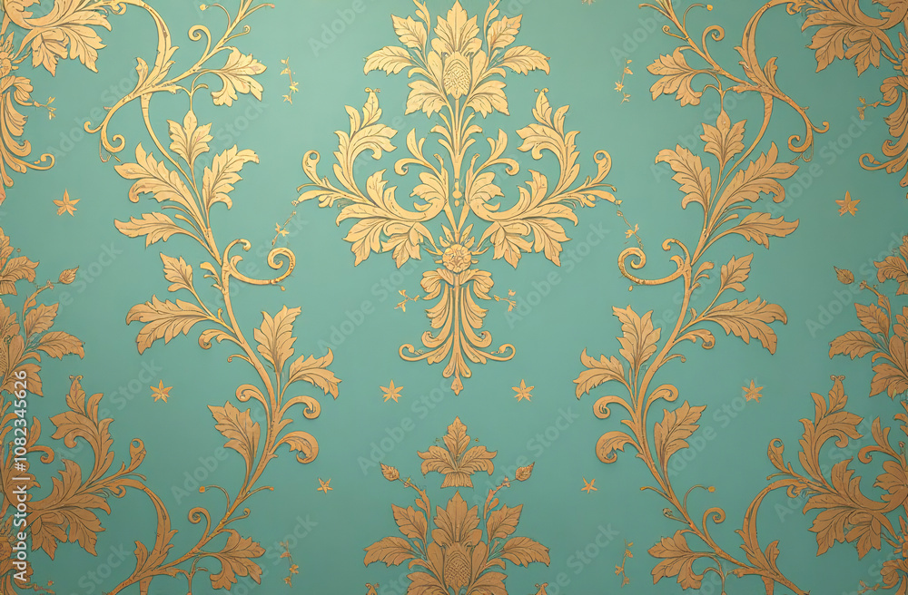 Vintage golden wallpaper with shabby tapestry victorian pattern. Video ...