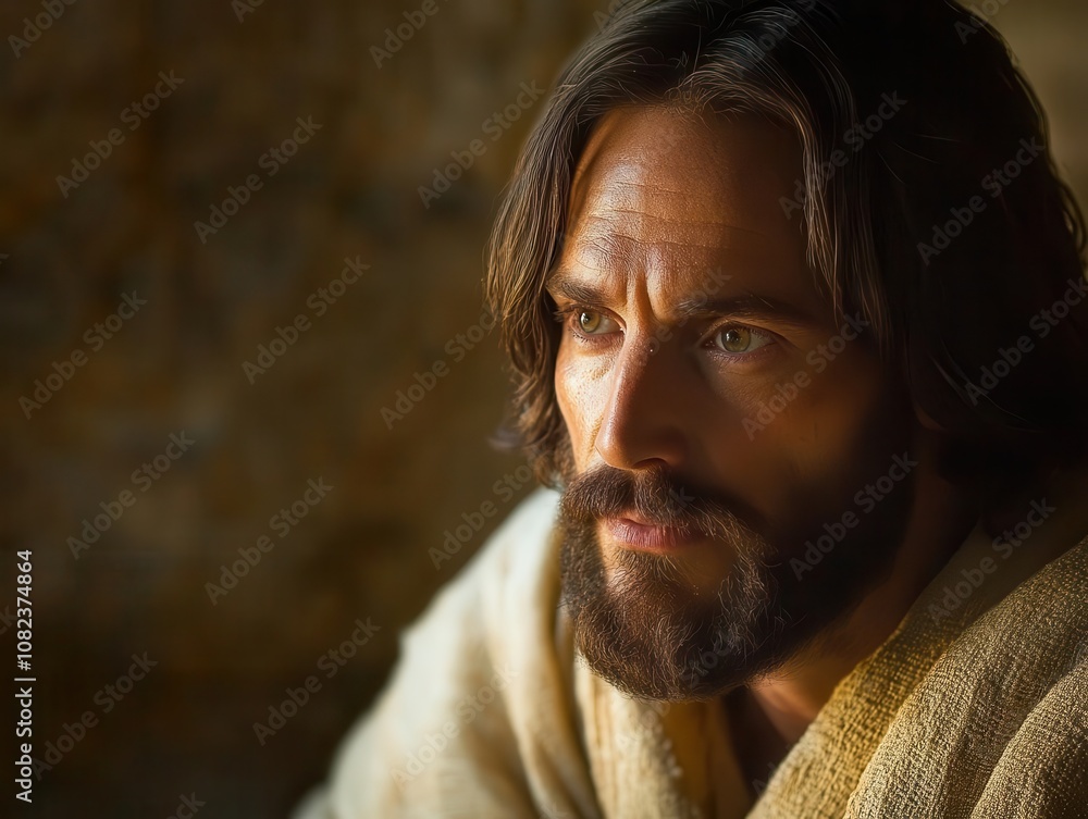 majestic portrayal of jesus christ with soft lighting and serene ...
