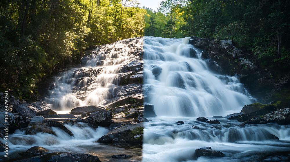 A side-by-side comparison of waterfall photos taken with different ...