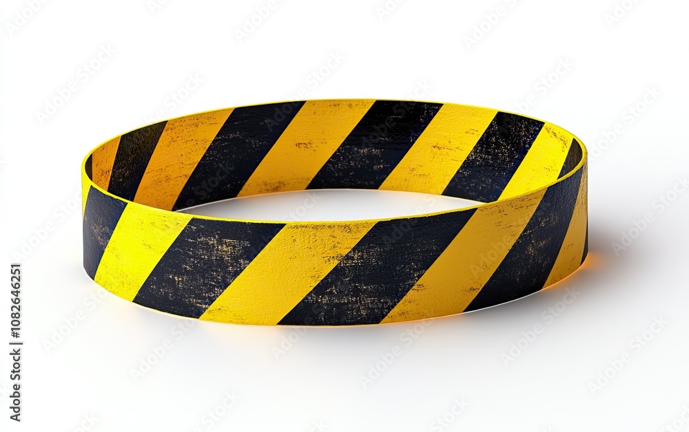 A circular barrier with bold black and yellow stripes, typically used ...