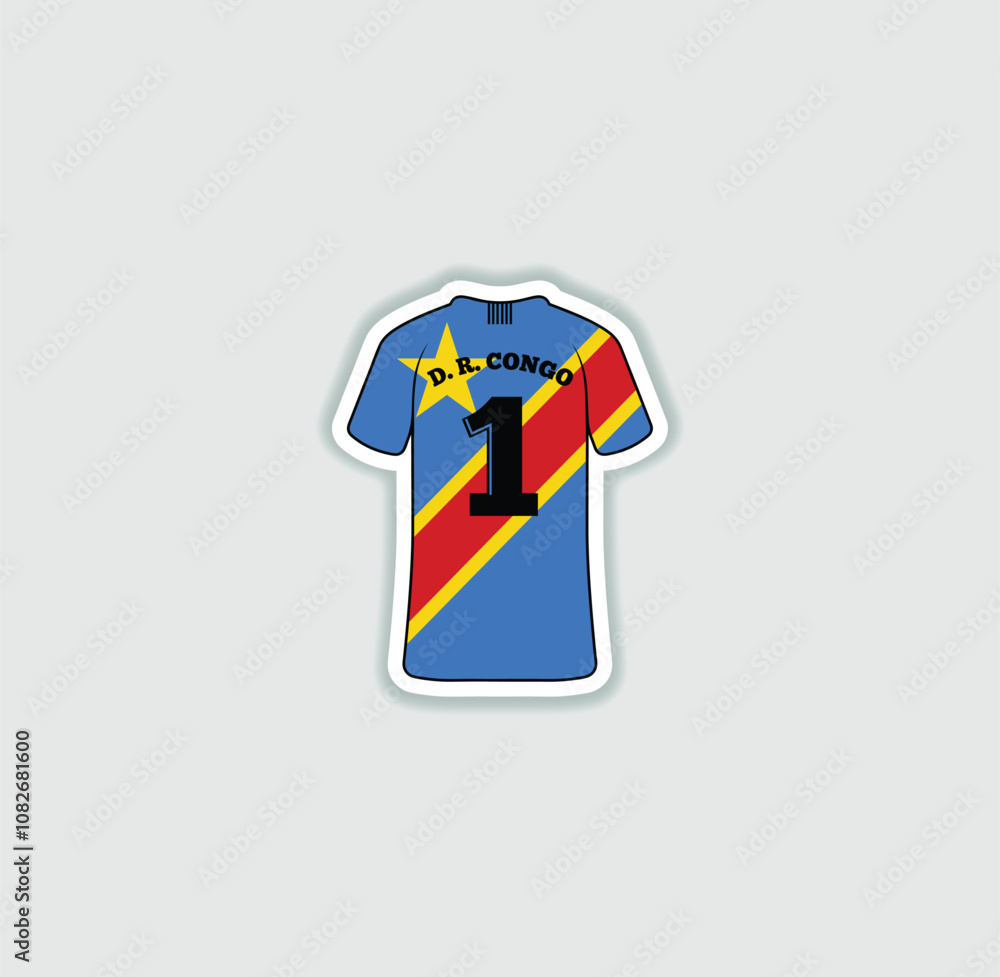 Get a sticker with a unique design of the DR Congo football jersey! A ...