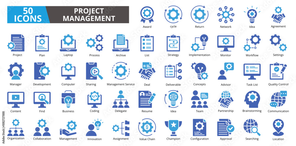 Project management icon collection set. Containing planning,scheduling ...