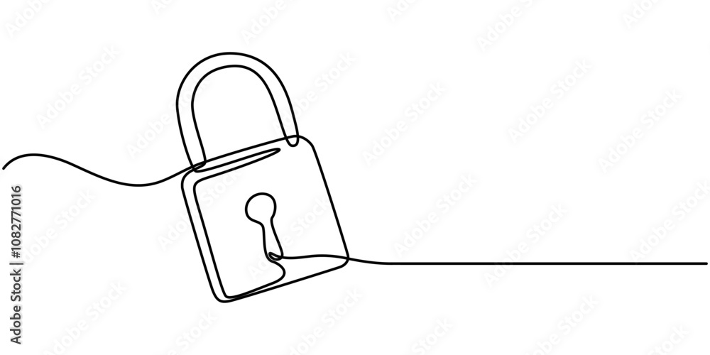 Poster Continuous one line drawing of metal padlock – Wall Art | UkPosters