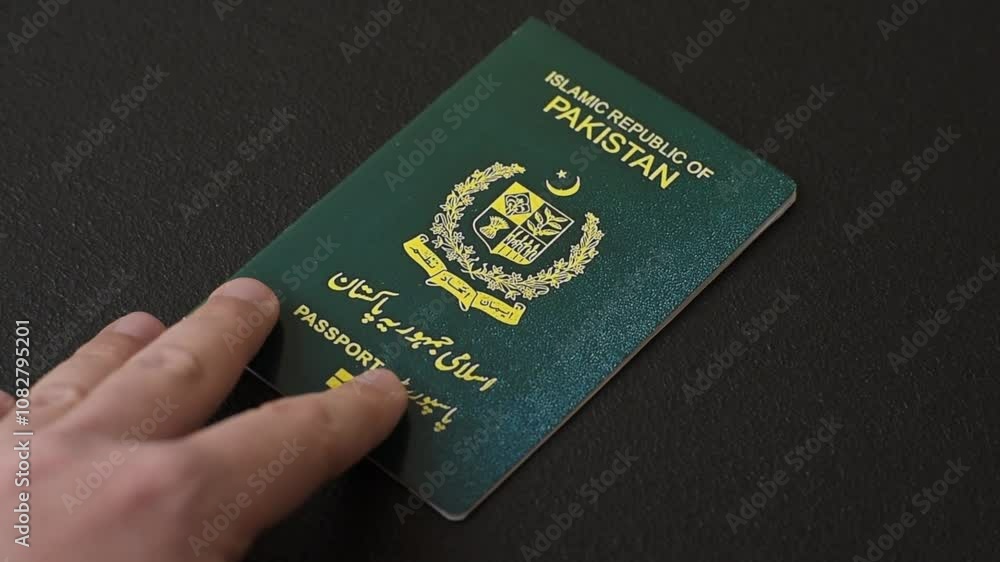 Physical paper international passport of Pakistani citizen on dark ...