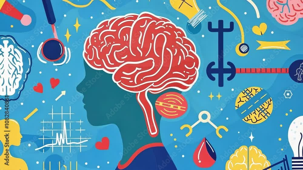 Illustration exploring the complex workings of the human brain ...