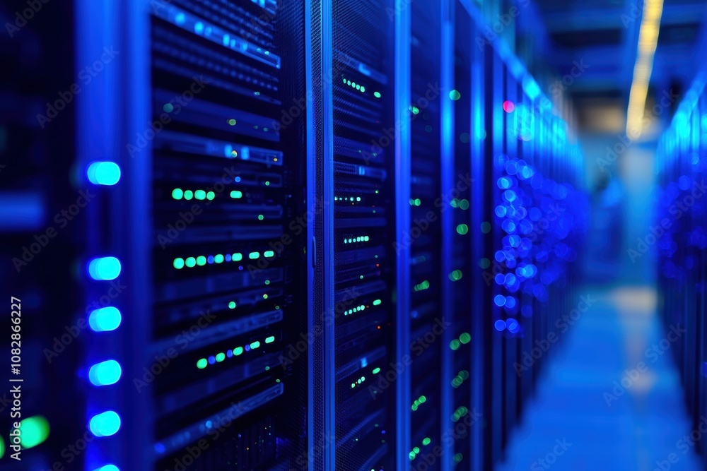 Data Center Technology: Illuminated Server Racks with Flashing LEDs for ...