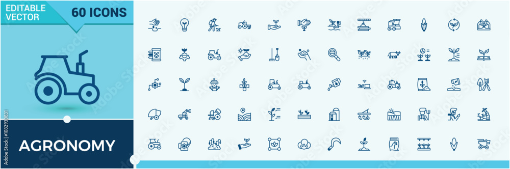 Agronomy thin line icon set. Contains related to wheat, agriculture ...