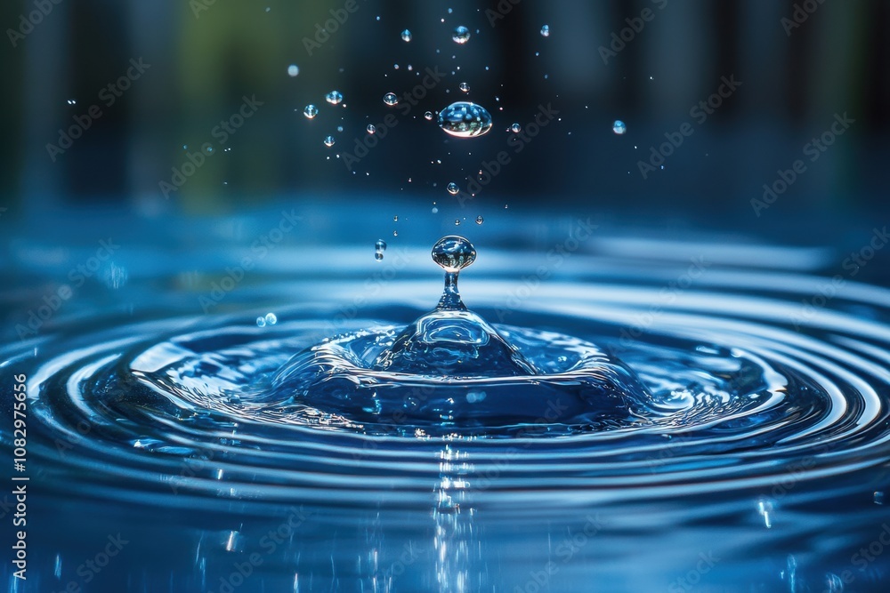 water splash art, a dynamic water splash frozen in mid-air, droplets ...