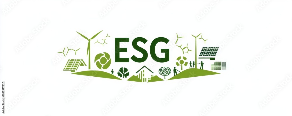 Simple eco-friendly logo design for ESG with green energy symbols Stock ...