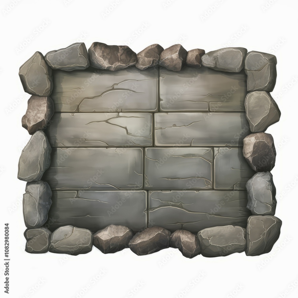 Stone Frame Background: An aged, weathered stone frame with a weathered ...