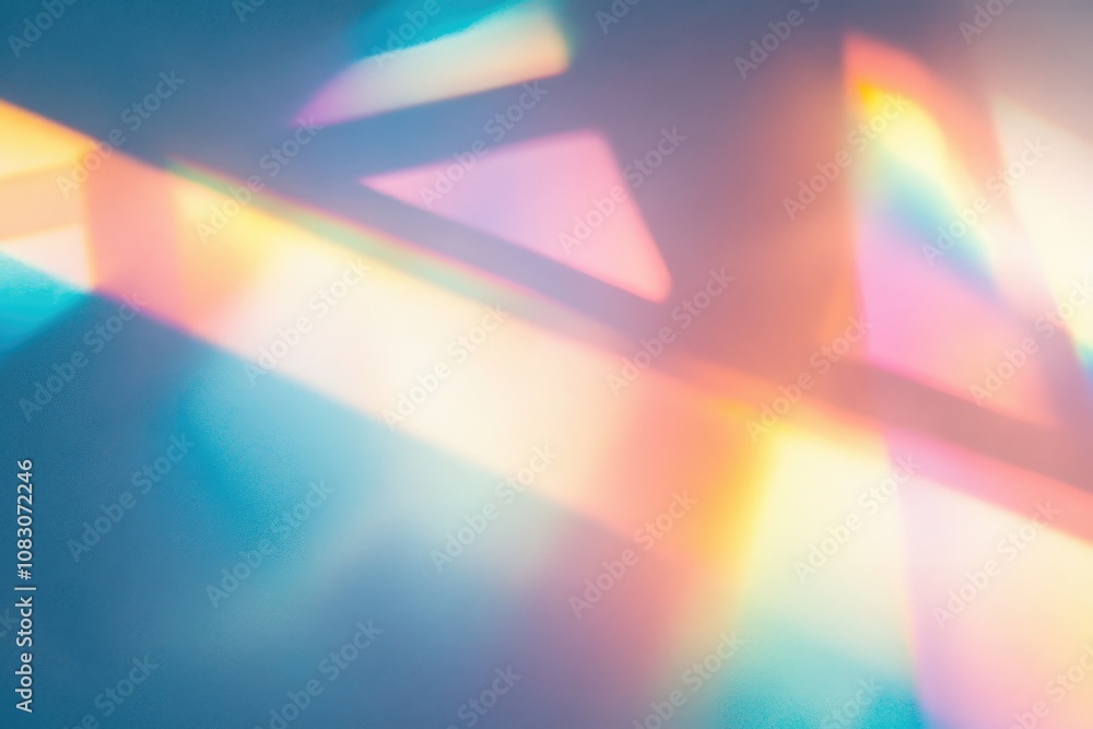 Blurred rainbow light refraction texture with a retro lo fi photo light ...