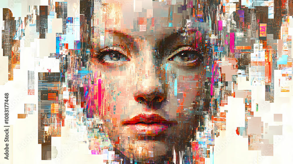 Exploring the unique aesthetics of pixelated glitch art in modern face ...
