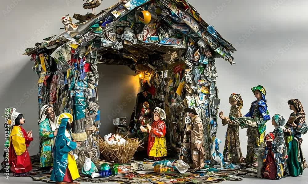 Creative Artwork Depicting Nativity Scene Made from Recycled Materials ...